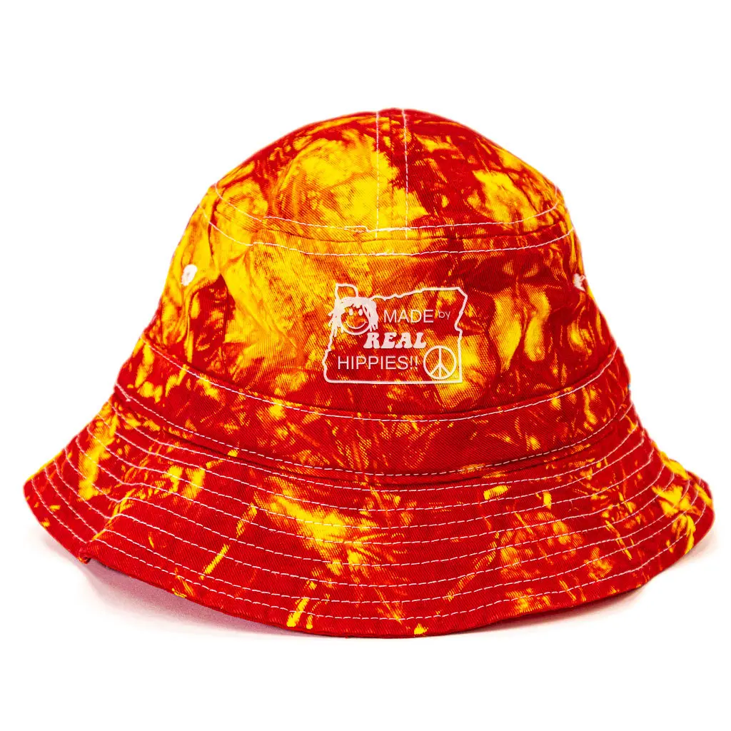 Tie-Dyed Fire Spiral Bucket Hat | Made By Real Hippies™